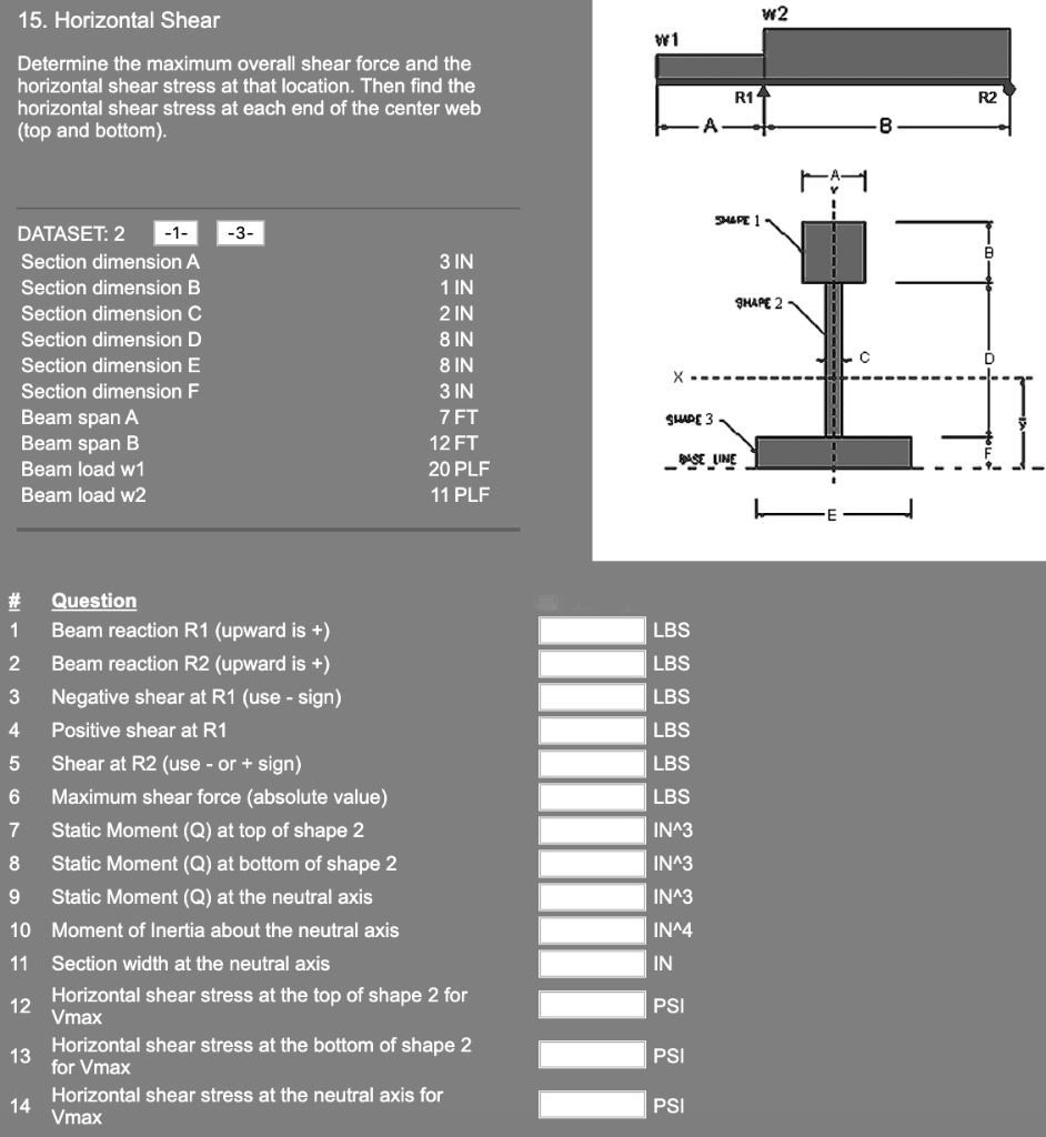SOLVED: 15. Horizontal Shear Determine the maximum overall shear force ...