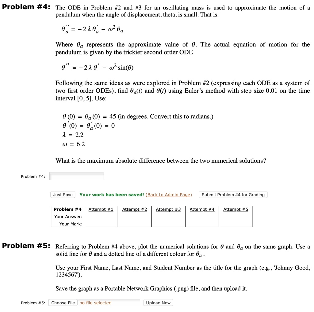 problem 4 the ode in problem 2 and 3 for an oscillating mass is used to ...