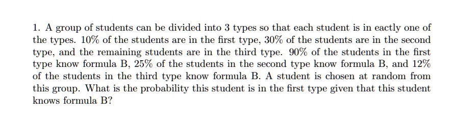 a group of students can be divided into 3 types that each student is in ...
