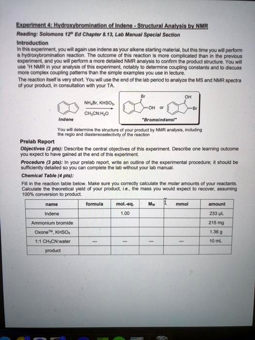 [GET ANSWER] experimant hydroxybromination ol indono structurel analysl ...