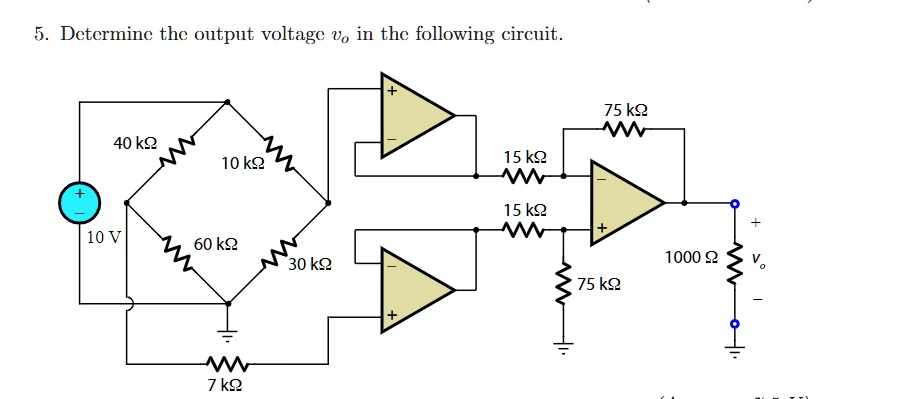 5. Determine the output voltage vo in the following circuit.