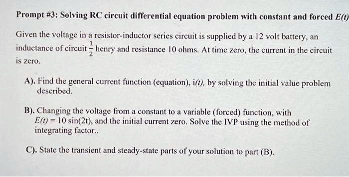 Prompt #3: Solving RC circuit differential equation problem with ...
