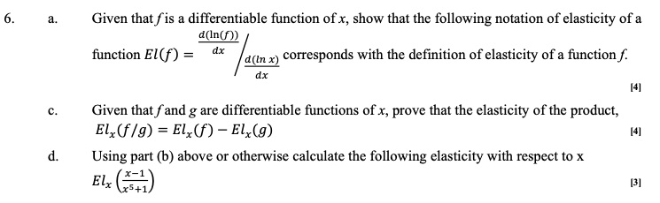 6. a. Given that f is a differentiable function of x, show that the following notation of ...