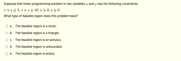 SOLVED: Suppose that linear programming problem in two variables x and ...