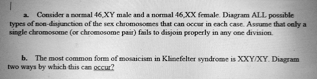 consider normal 46xy male and a normal 46xx female diagram all possible ...