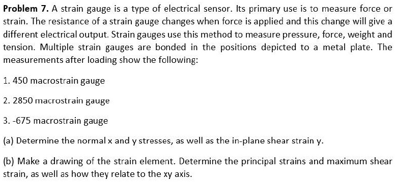SOLVED: Problem 7. A strain gauge is a type of electrical sensor. Its ...