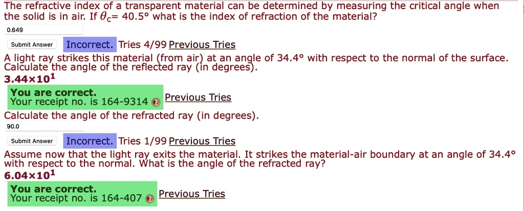 SOLVED: The refractive index of a transparent material can be ...