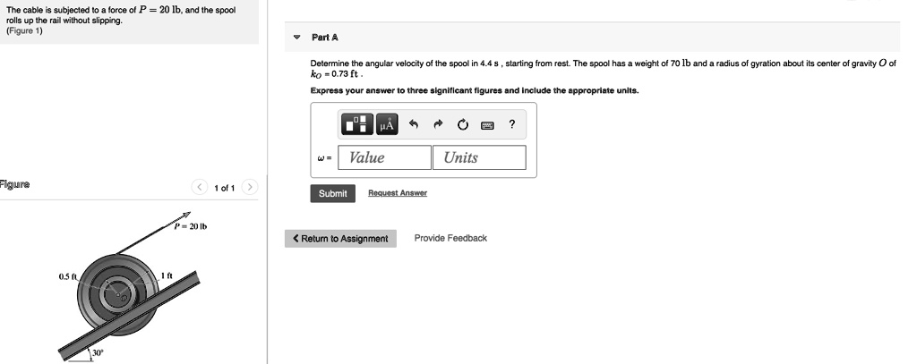 SOLVED: The cable is subjected to a force of P = 20 lb, and the spool ...