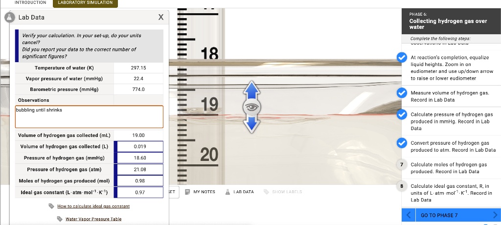 SOLVED:INTRaUETR Laaoneny SikON PHASE = Collecting hydrogen gas over ...