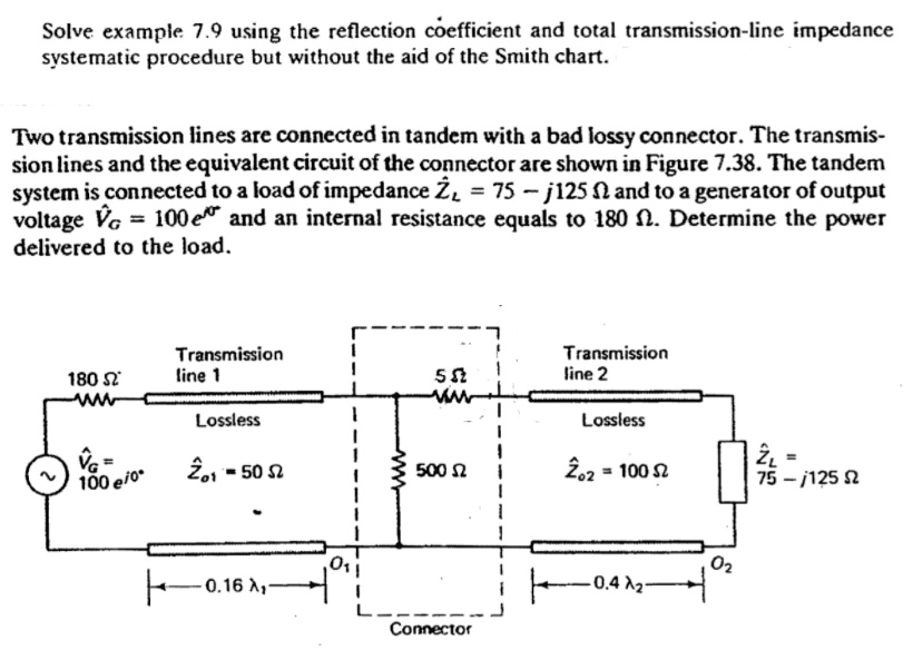Solve example 7.9 using the reflection coefficient and total ...