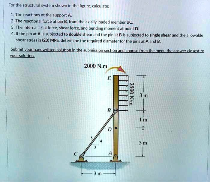 SOLVED: For the structural system shown in the figure, calculate: 1 ...