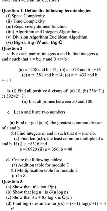 Solved Question Define The Following Terminologies Space Complexity Time Complexity Recursively 8223