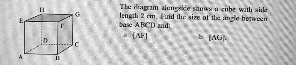 SOLVED: The diagram alongside shows a cube with side length 2 cm. Find ...