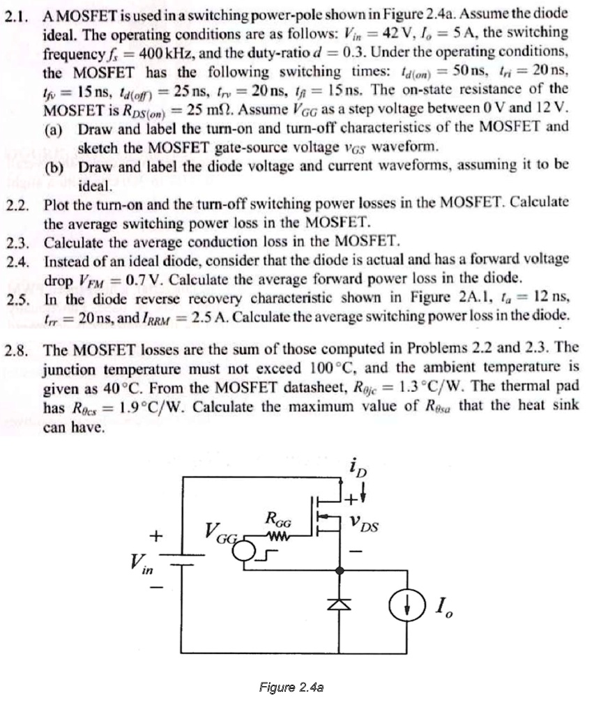 21a mosfet is used in a switching power pole shown in figure 24aassume ...