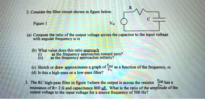 SOLVED: Consider the filter circuit shown in Figure 1. a) Compute the ratio of the output ...