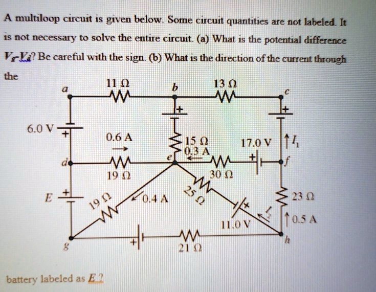 SOLVED: Multiloop circuit is given below. Some circuit quantities are not labeled. It is not ...