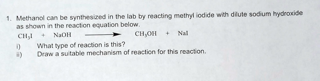 SOLVED: Methanol can be synthesized in the lab by reacting methyl ...