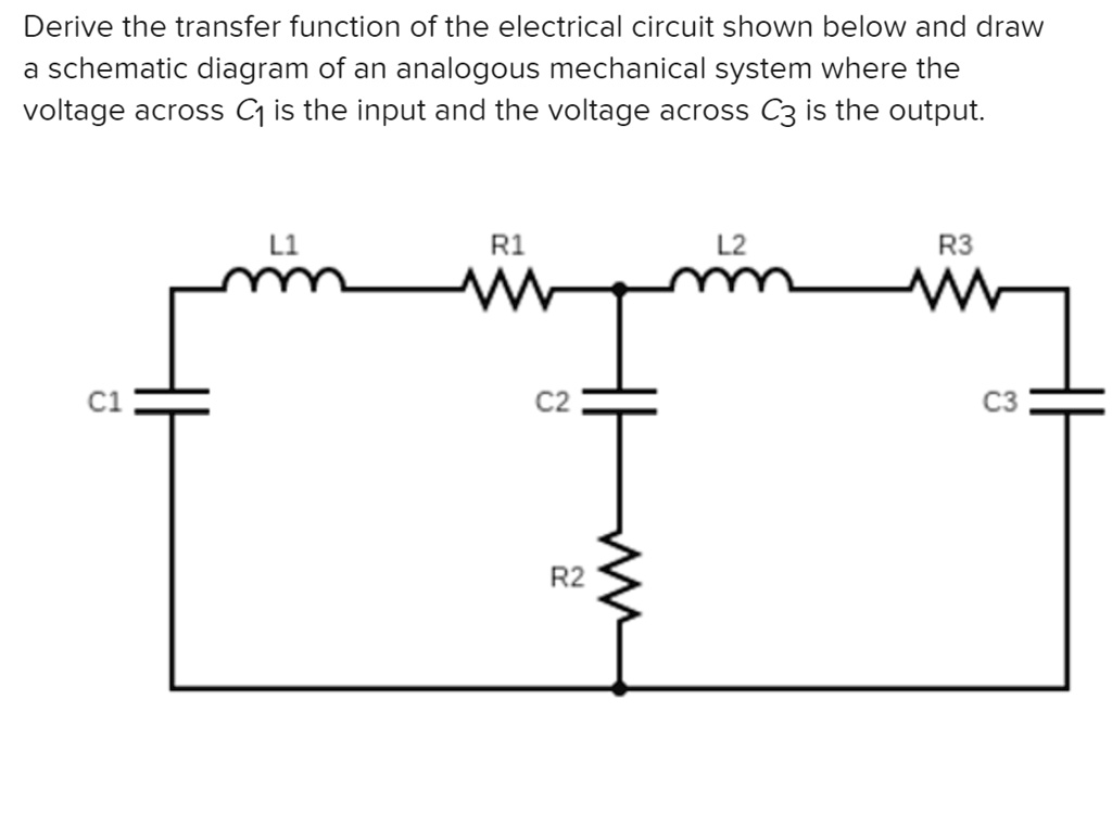 Derive the transfer function of the electrical circuit shown below and ...