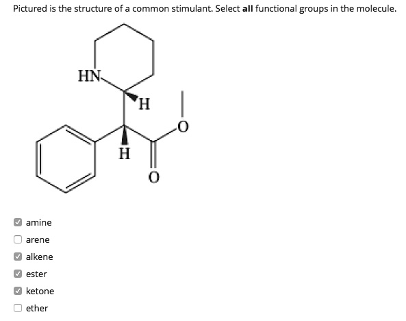 SOLVED:Pictured is the structure of a common stimulant: Select all ...