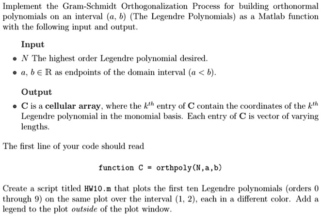 SOLVED: Implement the Gram-Schmidt Orthogonalization Process for building orthonormal ...