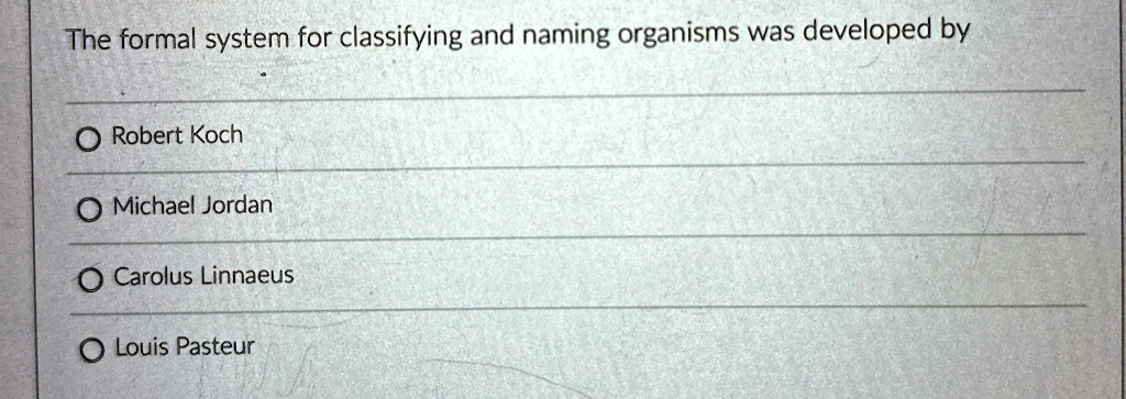 the formal system for classifying and naming organisms was developed by ...