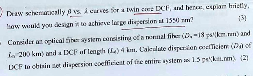 SOLVED: Draw schematically vs. curves for a twin-core DCF and hence ...