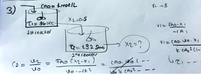 SOLVED: Two CSTRs in series, the space time values given for the first ...