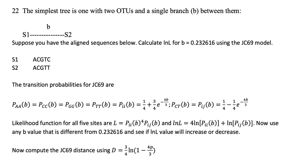 22 The simplest tree is one with two OTUs and a single branch (b ...