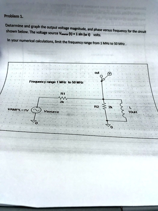 SOLVED: Determine and graph the output voltage magnitude and phase versus frequency for the ...