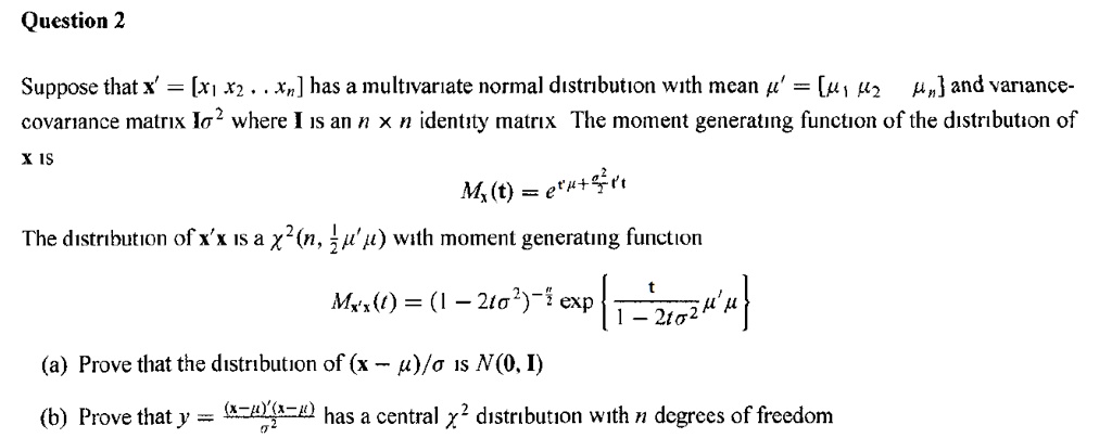 question 2 suppose that x x1 z xn has a multivariate normal ...