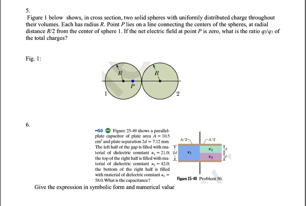 figure below shows in cross section two solid spheres with uniformly ...