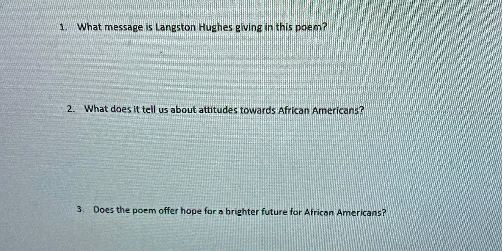 this poem is from i too by langston hughes what message is langston ...