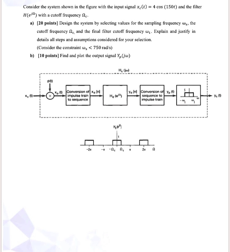 consider the system shown in the figure with the input signal t 4 cos 150t and the filter he ...