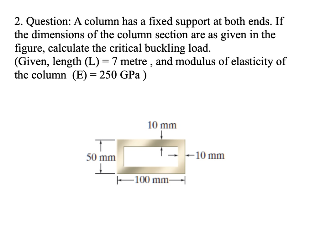 2. Question: A column has a fixed support at both ends. If the ...