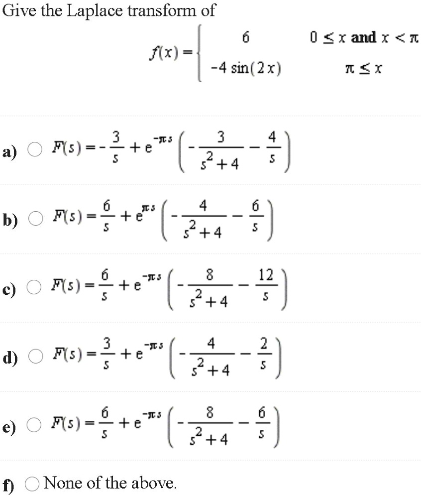 SOLVED: Give the Laplace transform of 0