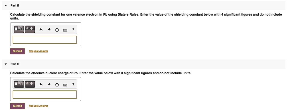 part e calculate the shielding constant for one valence ectron in pb ...