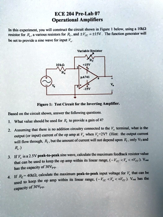 ece204 pre lab 07 operational amplifiers in this experiment you will construct the circuit shown ...