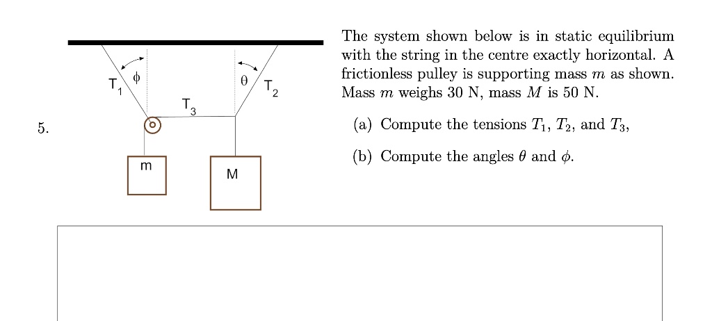 SOLVED: The system shown below is in static equilibrium with the string ...