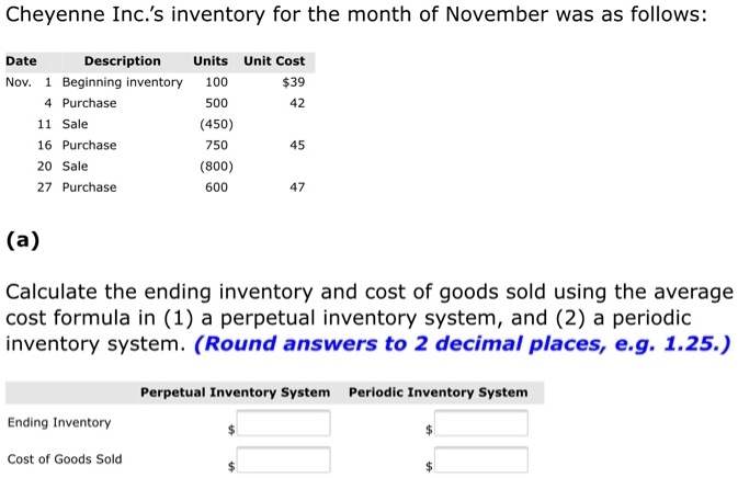 SOLVED: Problem 6-16A: Calculate the ending inventory and cost of goods ...