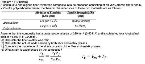 Problem 4 (12 points) A continuous and aligned fiber-reinforced composite is to be produced ...
