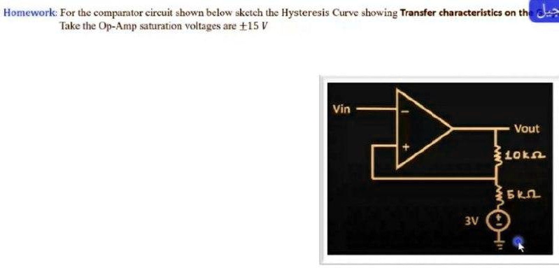 I Need The Answer Quickly Homework For The Comparator Circuit Shown Below Sketch The Hysteresis