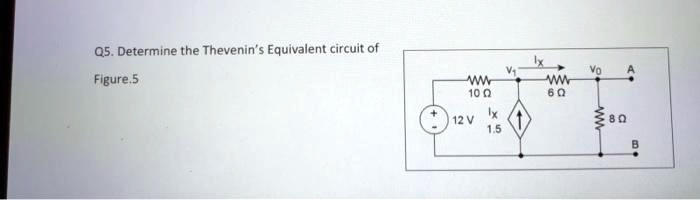 SOLVED: Determine the Thevenin's Equivalent circuit of Figure 5.