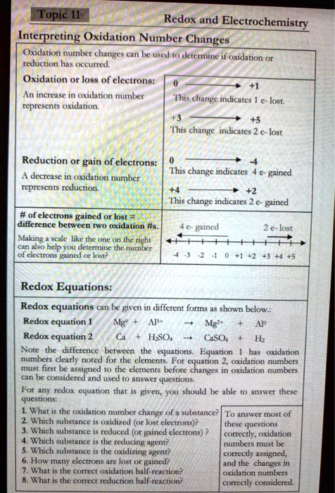 SOLVED: Topic 11: Redox and Electrochemistry - Interpreting Oxidation ...