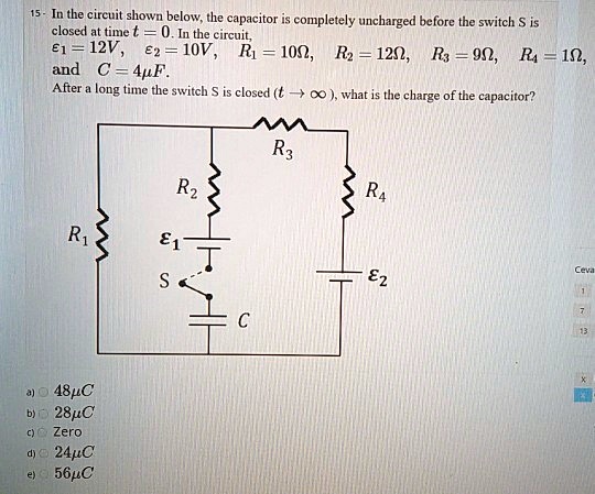 in the circuit shown below the capacitor completely uncharged before ...