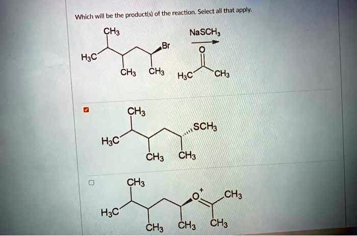 SOLVED: Which will be the products of the reaction: Select all that ...