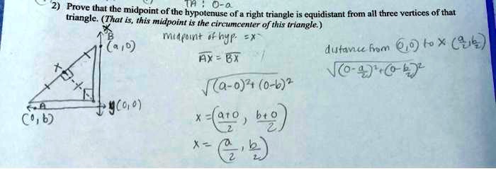 Prove that the midpoint of the hypotenuse of a right triangle is ...