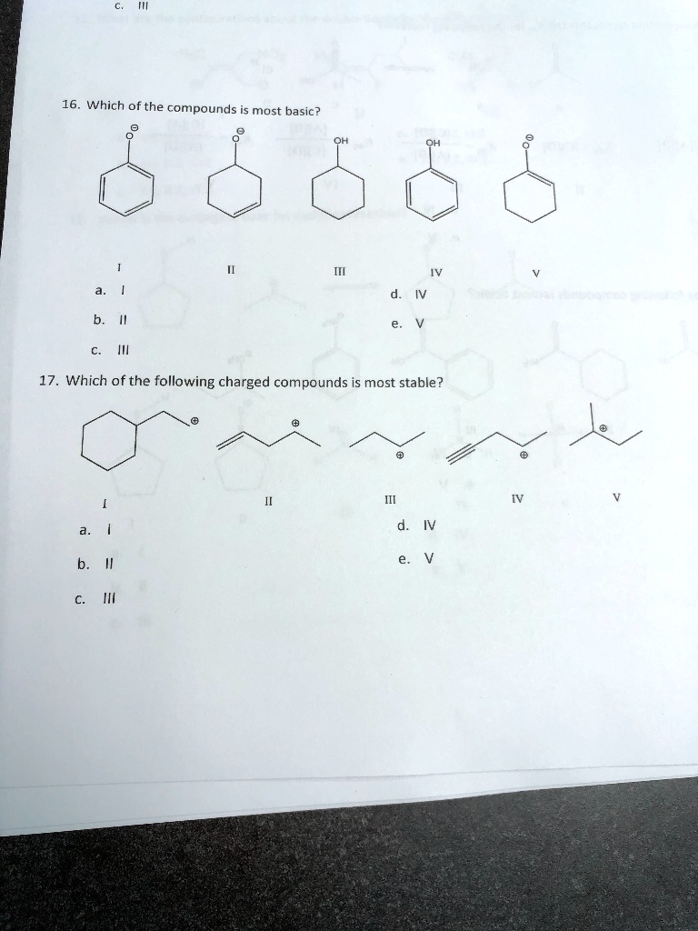 SOLVED: Which of the compounds is most basic? 17. Which of the ...