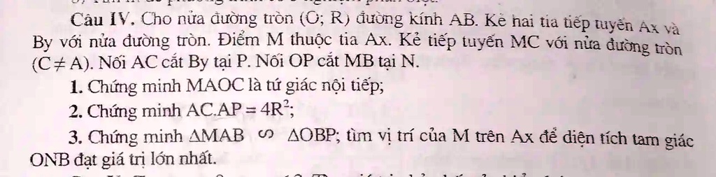 Solved Câu Iv Cho Náa đưá Ng Tròn O R đưá Ng KÃnh Ab
