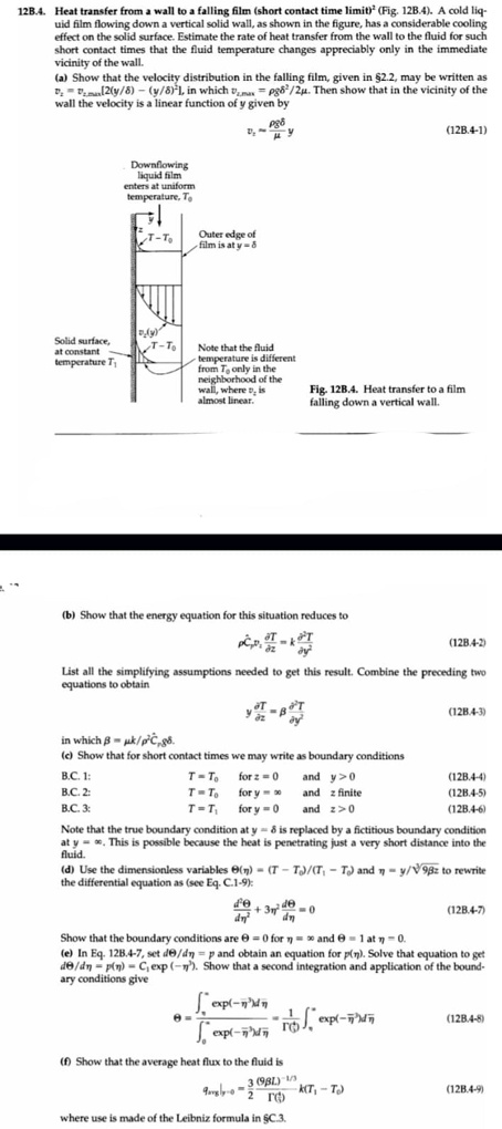 SOLVED: 12B.4. t time limit)2 (Fig.12B.4,A cold liquid film flowing down a vertical solid wall ...