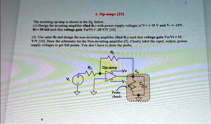 SOLVED: Help ASAP 1. Op-amps [25] The inverting op-amp is shown in the figure below. Design the ...